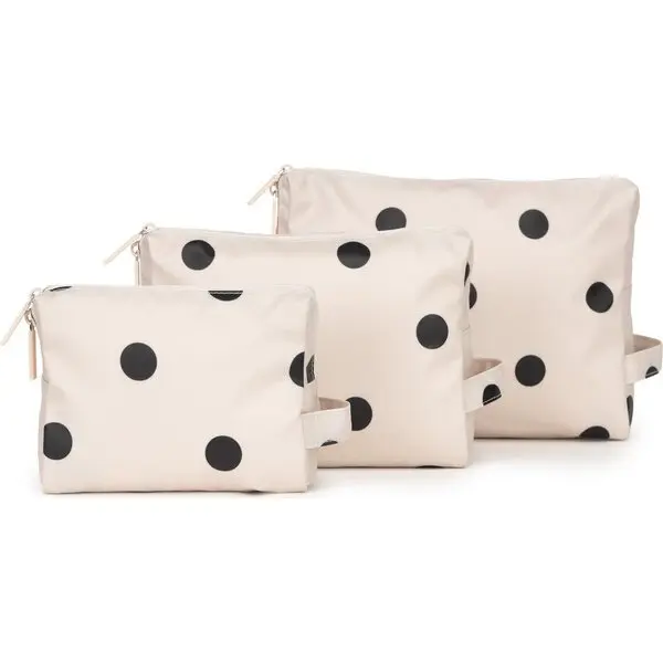 CALPAK 3-piece Water-resistant Zip Pouch Set - Polka Dot
