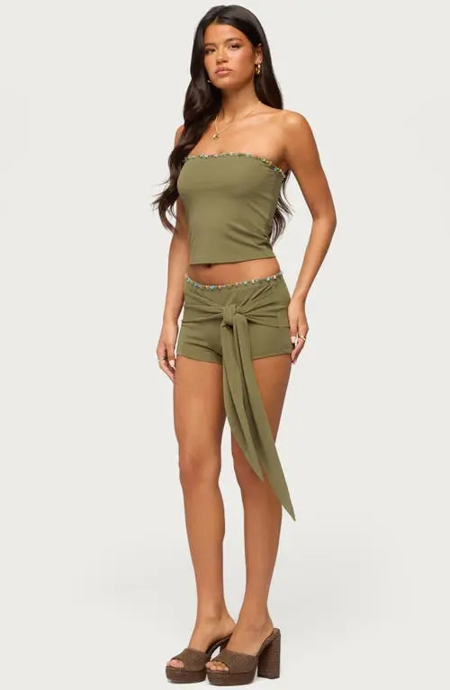 EDIKTED Monroah Beaded Strapless Top