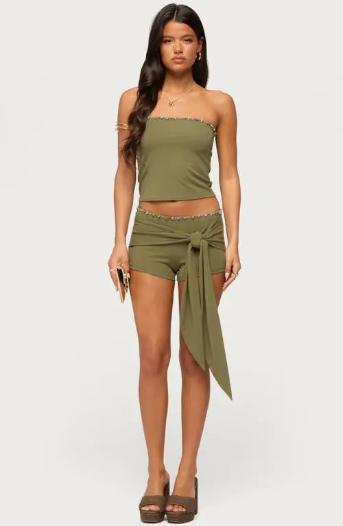 EDIKTED Monroah Beaded Strapless Top