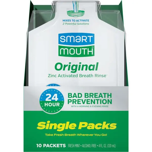 SMARTMOUTH Original Zinc Activated Mouthwash Single Packs 10 Count 10 Count - Fresh Mint