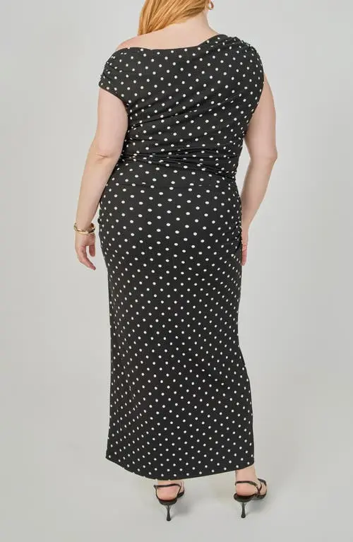 Endless Rose Asymmetrical Polka Dot Midi Dress