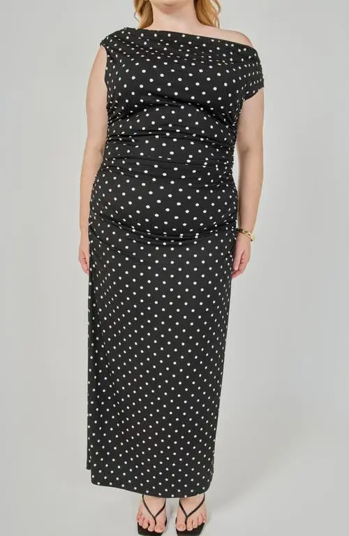 Endless Rose Asymmetrical Polka Dot Midi Dress