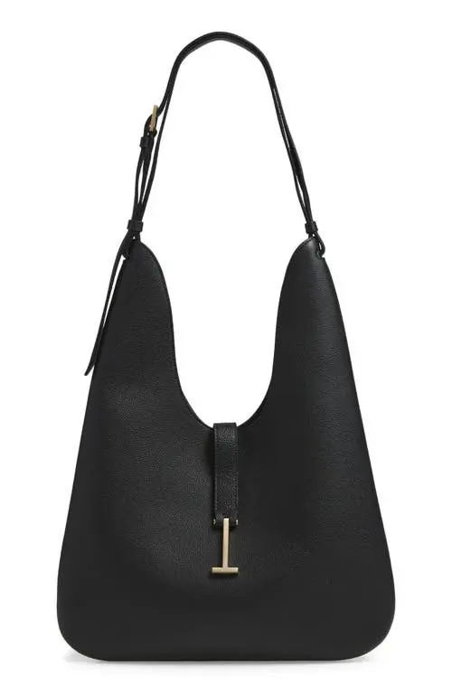 TOM FORD Medium Kara Grained Leather Hobo Bag - Black