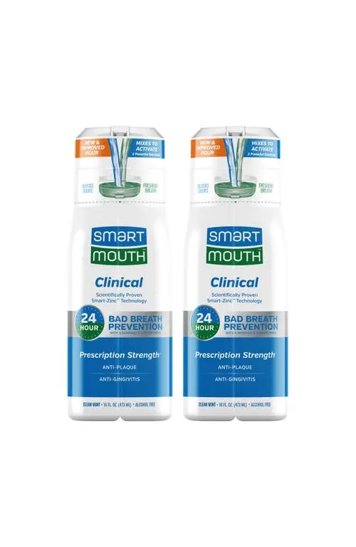 SMARTMOUTH Clinical Activated Zinc Ion Mouthwash 16 Fl Oz 2 Pack Flavor - Clean Mint