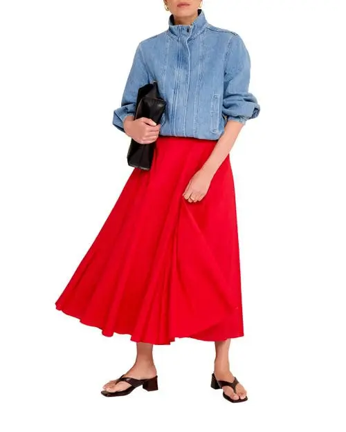 Mint Velvet Cotton Full Midi Skirt