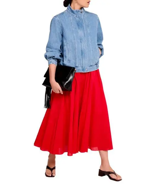 Mint Velvet Cotton Full Midi Skirt
