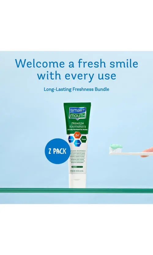 SMARTMOUTH Anti-cavity Zinc Fluoride Whitening Toothpaste 6 Oz