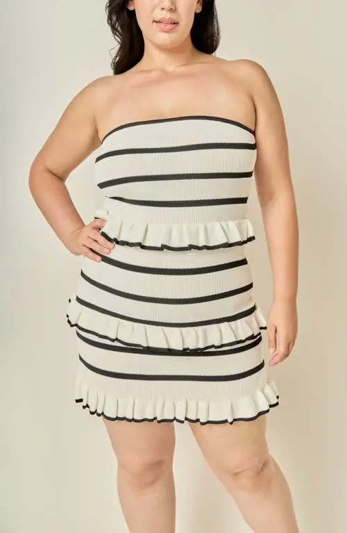 Endless Rose Striped Ruffle Tube Minidress