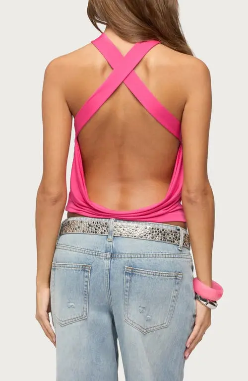 EDIKTED Cowl Neck Open Back Halter Top