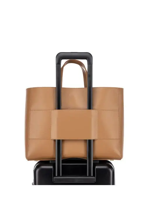 CALPAK Haven Faux Leather Laptop Tote - Toffee