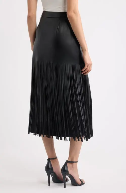 Elie Tahari Kaia Faux Leather Fringe Skirt