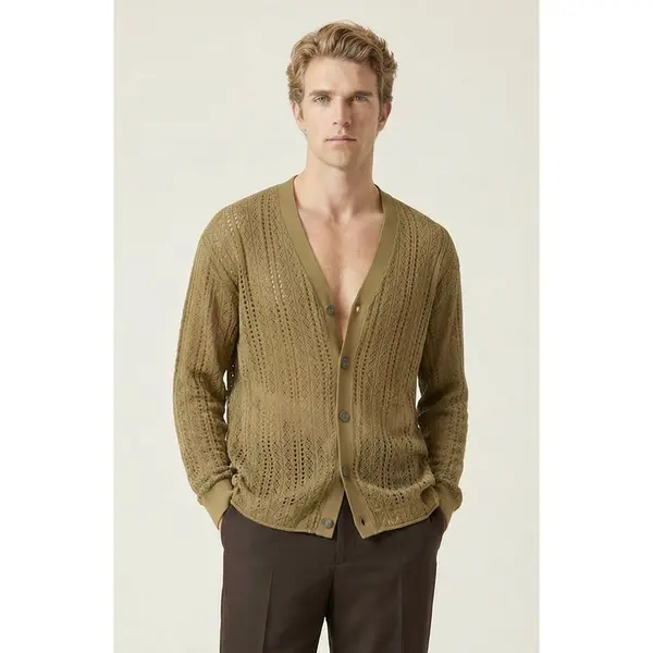 MODENAIRE Open Knit V-neck Cardigan