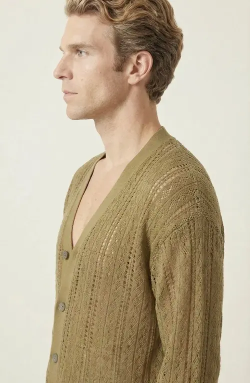 MODENAIRE Open Knit V-neck Cardigan