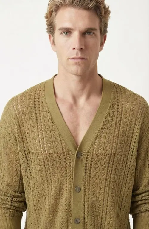 MODENAIRE Open Knit V-neck Cardigan