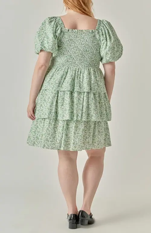 English Factory Crinkled Floral Smocked Dress