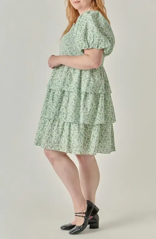 English Factory Crinkled Floral Smocked Dress