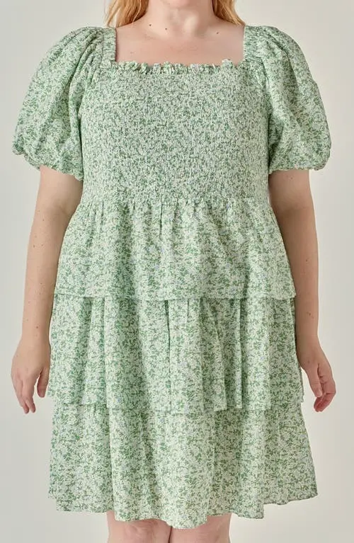 English Factory Crinkled Floral Smocked Dress