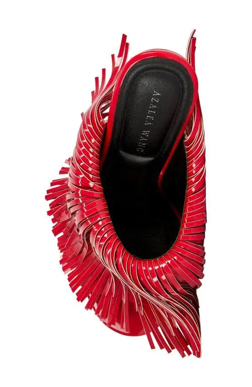 AZALEA WANG Vailyn Patent Fringe Stiletto Sandal
