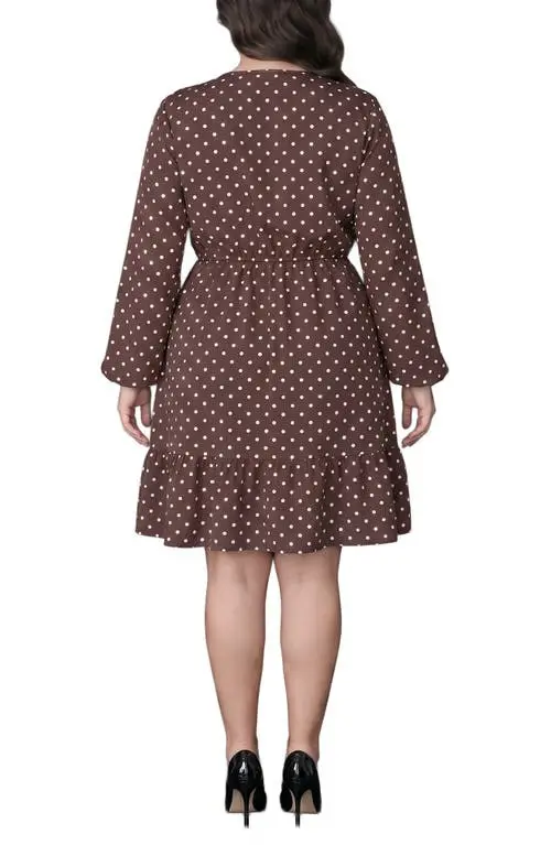 STANDARDS & PRACTICES Polka Dot Ruffle Hem Long Sleeve Minidress
