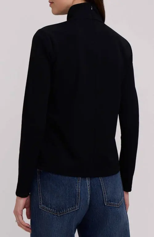 Foxcroft Liv Mock Neck Crepe Knit Top - Black