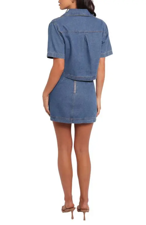 PETAL & PUP Denim Crop Top And Miniskirt Set