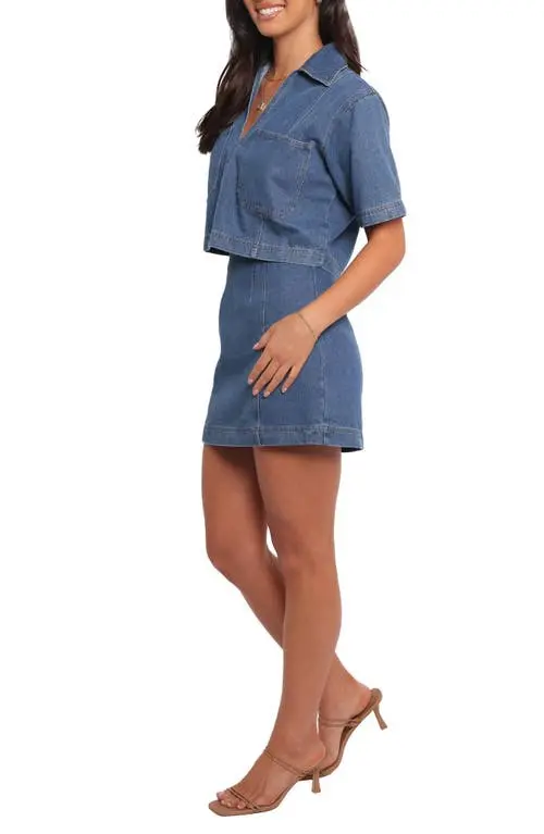 PETAL & PUP Denim Crop Top And Miniskirt Set