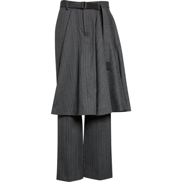 Sacai Pinstripe Skirt Layered Trousers