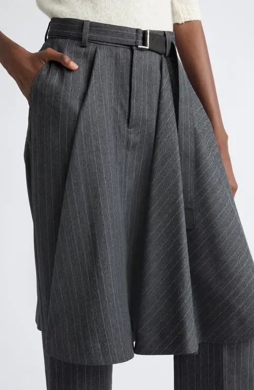 Sacai Pinstripe Skirt Layered Trousers