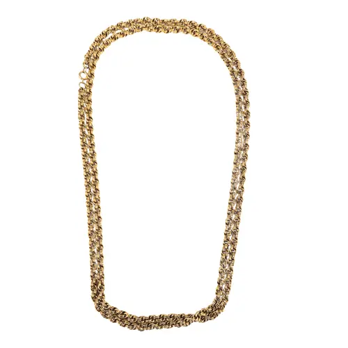 MADISON BEVERLY HILLS Vintage 70s Twisted Rope Link Chain Necklace - Gold