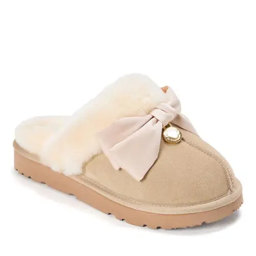 DEARFOAMS Sydney Dream Bow Scuff Slippers - Sand