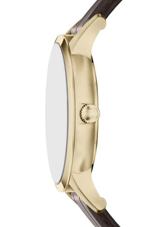 Emporio Armani Archetipo Leather Strap Watch