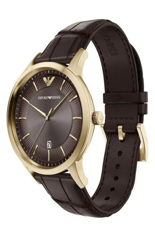 Emporio Armani Archetipo Leather Strap Watch