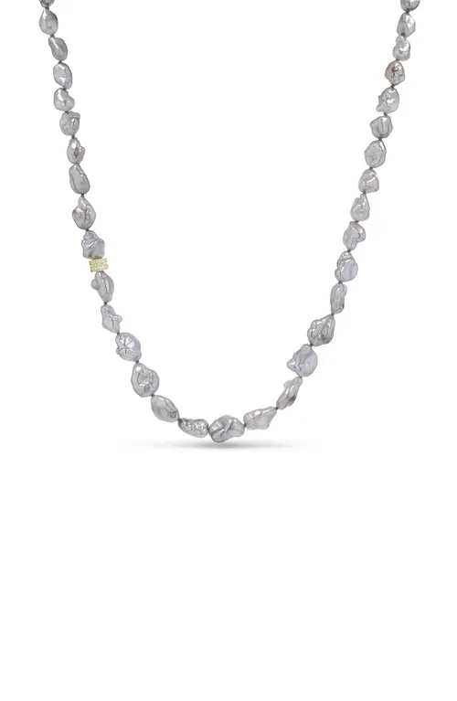 Sheryl Lowe 14k Yellow Gold Keshi Pearl And Diamond Necklace