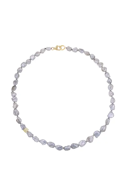 Sheryl Lowe 14k Yellow Gold Keshi Pearl And Diamond Necklace