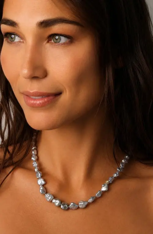 Sheryl Lowe 14k Yellow Gold Keshi Pearl And Diamond Necklace