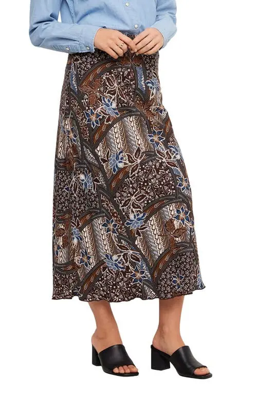 Karen Kane Bias Cut Midi Skirt - Brown Print