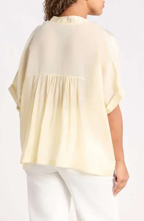 RAIN AND ROSE Embroidered Balloon Sleeve Shirt - Yellow