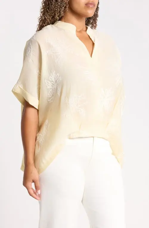 RAIN AND ROSE Embroidered Balloon Sleeve Shirt - Yellow