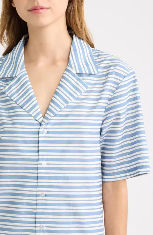 PETAL & PUP Fraser Stripe Drop Waist Mini Shirtdress
