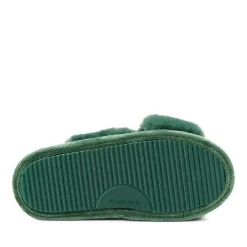 DEARFOAMS Mama Fur Slide Slippers With Bow Detailing - Spruce
