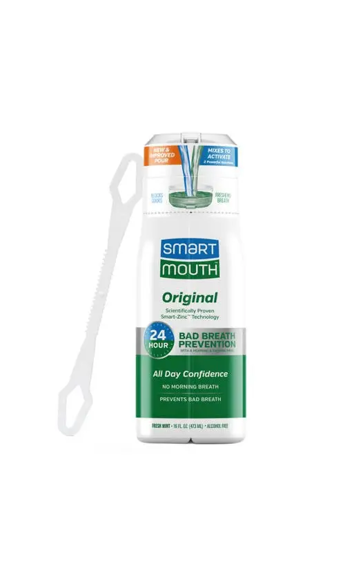 SMARTMOUTH Original Zinc Activated Mouthwash And Tongue Cleaner 16 Fl Oz - Fresh Mint