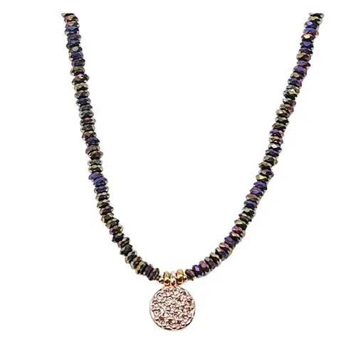 MADISON BEVERLY HILLS Rainbow Pyrite Charm Choker Necklace