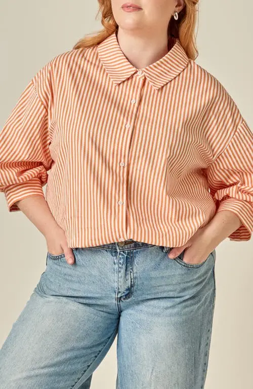 English Factory Striped Balloon Sleeve Shirt - Orange