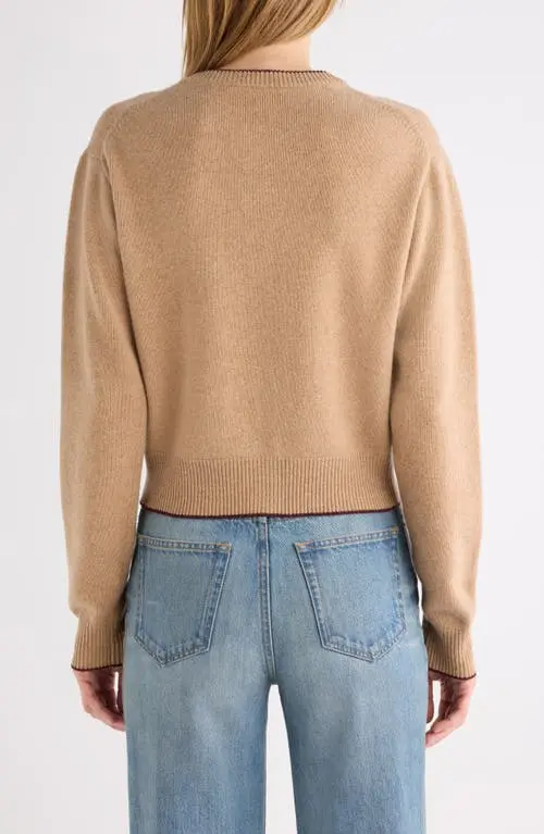 Chloé Embroidered Logo Crop Wool & Cashmere Cardigan - Bleached Brown