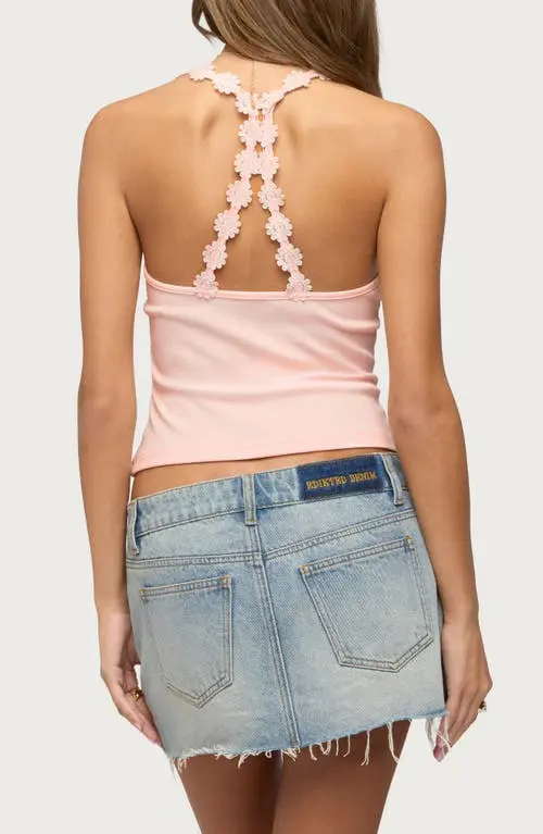 EDIKTED Caila Flower Strap Rib Tank
