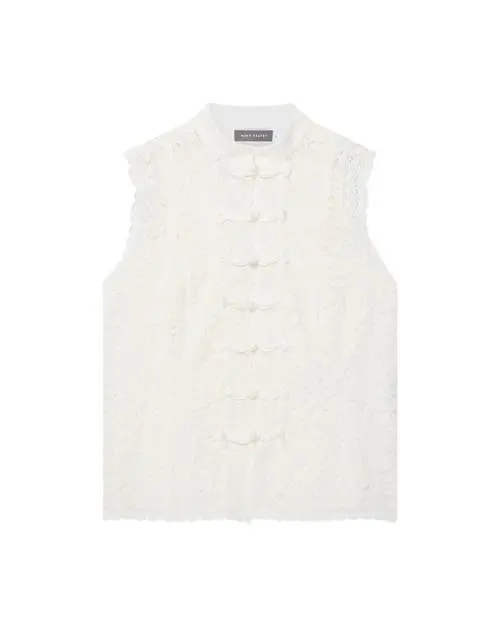 Mint Velvet Lace Mandarin Collar Military Top