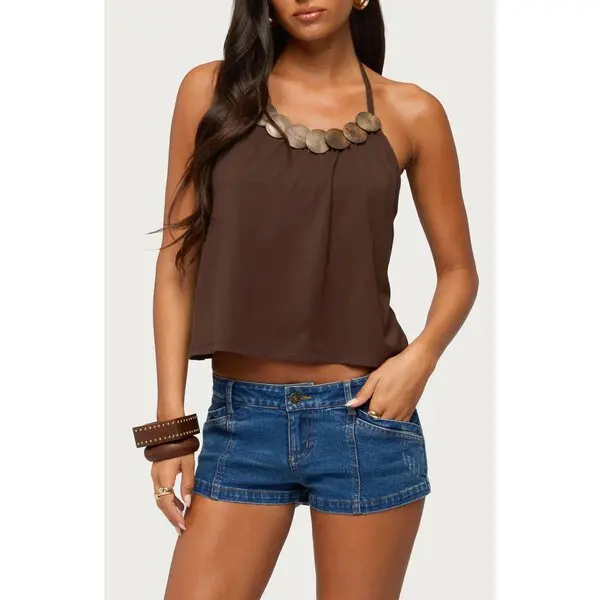 EDIKTED Gale Disc Halter Top