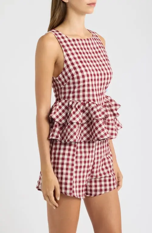 PETAL & PUP Gingham Tiered Peplum Top