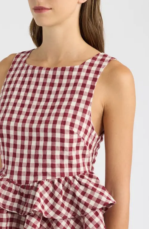 PETAL & PUP Gingham Tiered Peplum Top