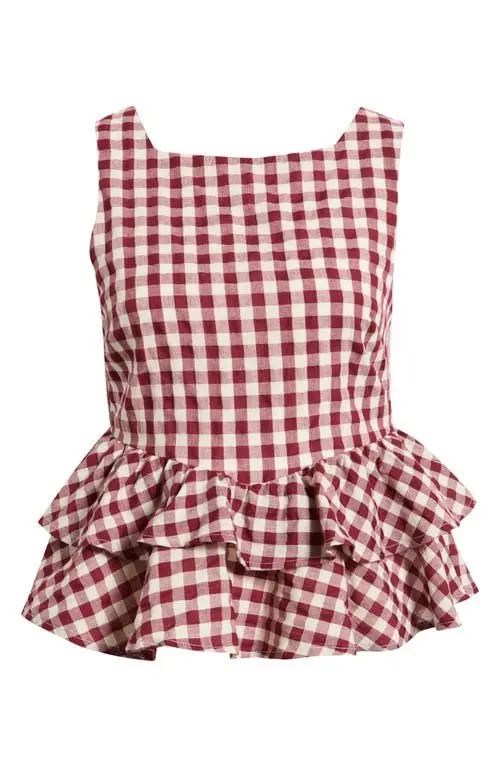 PETAL & PUP Gingham Tiered Peplum Top
